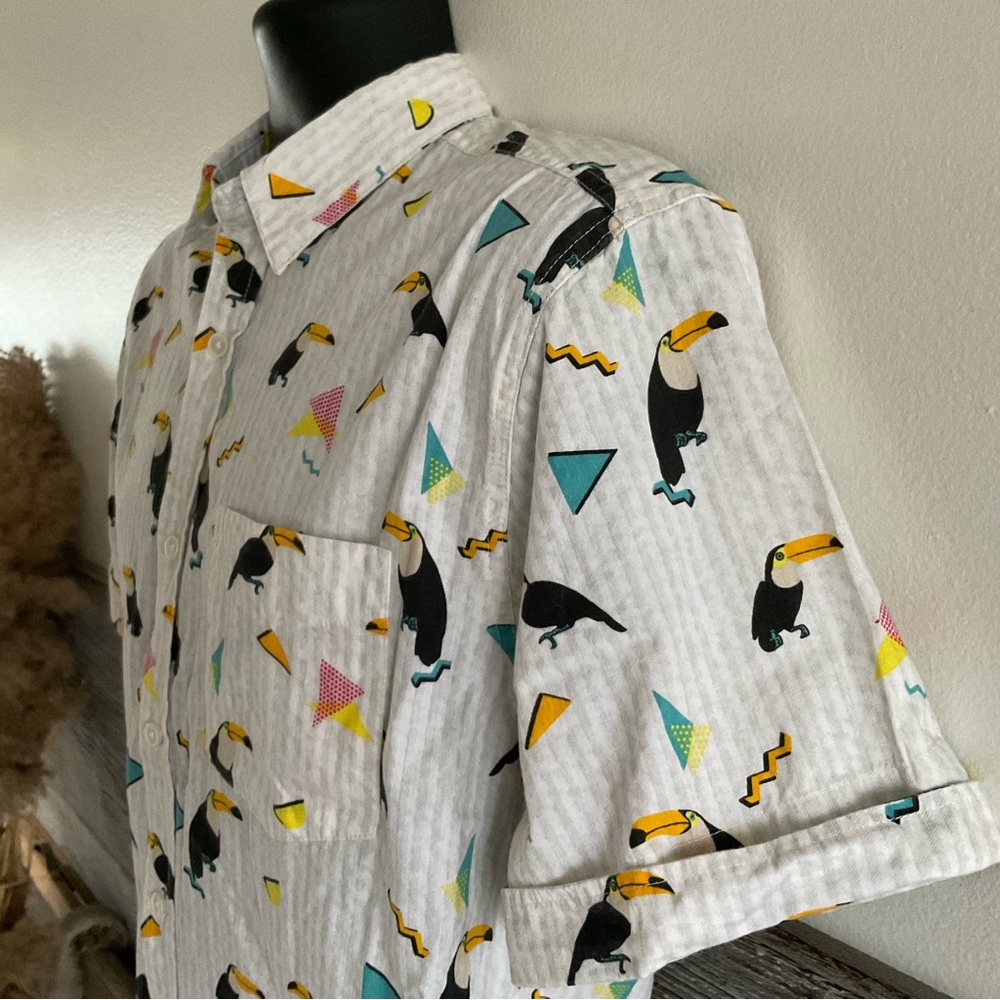 Joe Marlin Toucan Colorful Print Button Down Shirt Si… - Gem